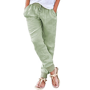 Dokotoo Womens Solid Casual Loose Drawstring Tie Elastic Waist Jogging Jogger Hiking Cargo Pants Sweatpants for Women with Side Back Pockets Grey XL