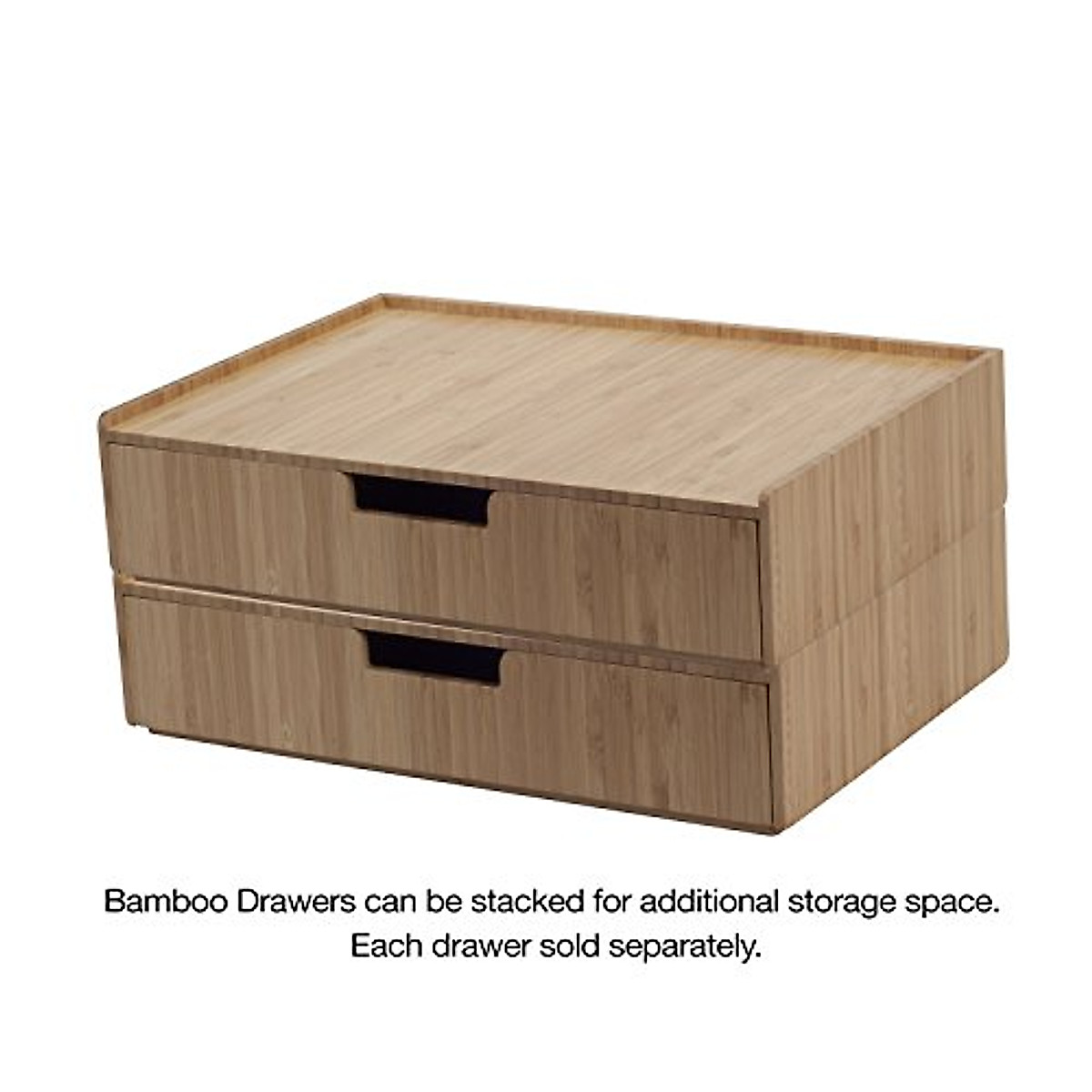 Bamboo Drawer Large, Monitor Stand & Stackable Storage Solution for Office Products pens, Pencils, Scissors, notepads, Business Cards and More