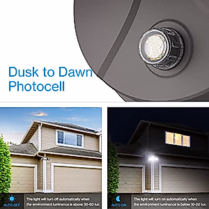Olafus 55W Flood Lights Dusk to Dawn Outdoor Lighting, IP65 Waterproof LED Security Light with Photocell, 5500LM Dusk Dawn Outside Light, 6500K Brown Exterior Floodlight for Yard Garden Porch Backyard
