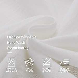 Hoydumuia White Linen Curtains 84 Inch Length, Tab Top Curtains 2 Panels Set, Light Filtering Semi Sheer Linen Drapes, High Woven Linen Blended Curtains for Living Room, Bedroom, Farmhouse 52x84 Long