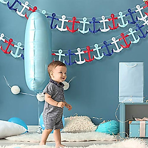 18 Pieces Nautical Birthday Party Decorations, Includes Nautical Garland Nautical Party Themed Hanging Banner and Nautical Hanging Swirl Supplies for First Birthday Boy Party Baby Shower