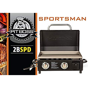 PIT BOSS PB2BSPD Sportsman Tabletop Portable Gas Griddle, 2 Burner, Black