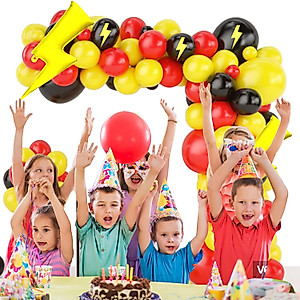 Red Black Yellow Birthday Party Decorations - 123 Pcs Cartoon Game Balloon Garland Arch Kit, Cartoon Theme Latex Balloon Arch For Cartoon Ball Baby Shower Birthday Party Supplies (red)