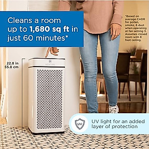 Medify MA-40-UV Air Purifier with True HEPA H14 Filter + UV Light | 840 sq ft Coverage | for Allergens, Wildfire Smoke, Dust, Odors, Pollen, Pets | Quiet 99.99% Removal to 0.1 Microns | White, 1-Pack