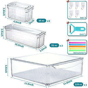 Nibiuht Fridge Organizers and Storage Set - 10 Pack Refrigerator Organizer Bins with Lids, BPA-free Stackable Fruit Container for Refrigerator, Clear Fridge Organization for Food, Vegetable