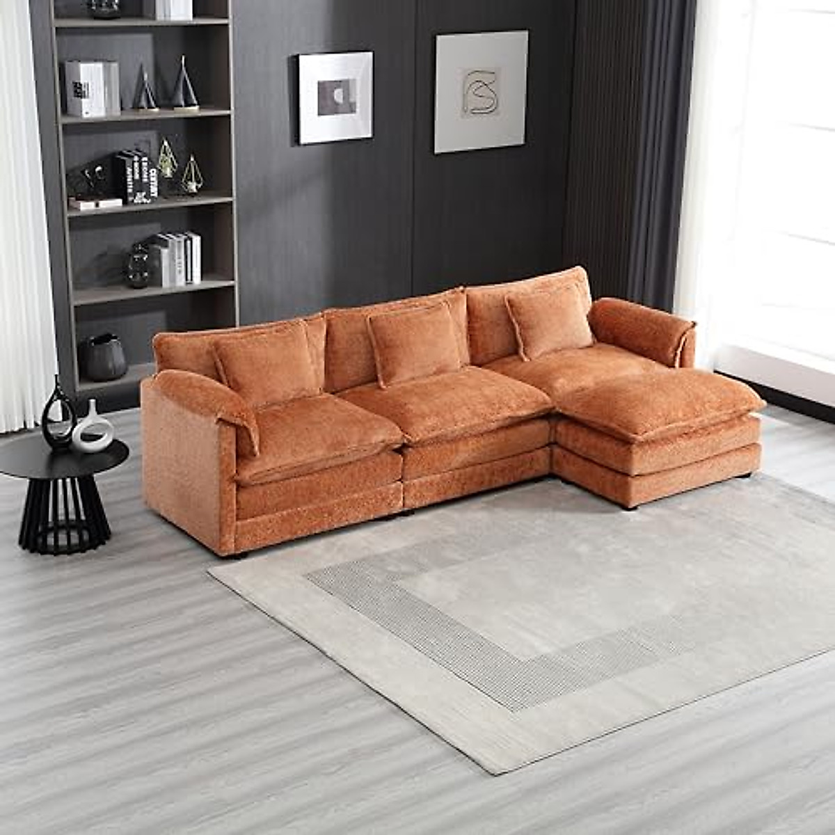 Oversized Modular Sectional Sofa Extra Large L Shaped Sleeper Corner Couch with Reversible Chaise & Thicked Cushions,5 Seat Chenille Upholstered Cloud Sofa&Couches for Living Room Apartment Office