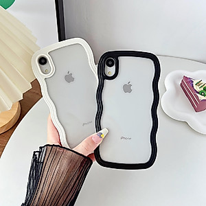Caseative for iPhone Xr Case, Cute Curly Wave Frame Shape Shockproof Soft Compatible with iPhone Case (White,iPhone Xr)