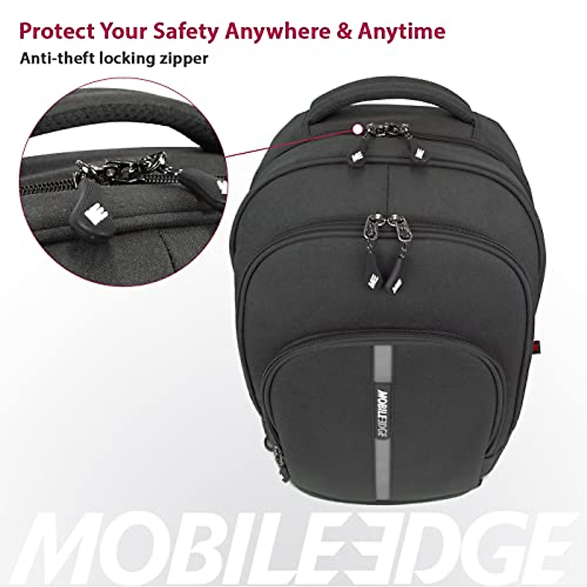 Mobile Edge Commuter Laptop Backpack for Men and Women, 16 Inch Computer Bag for Travel, Work, Commuting, with USB Charging Port, Lightweight, Black