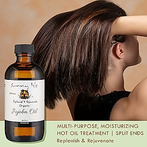 Sunny Isle Organic Jojoba Oil 4oz | 100 Pure | Moisturizing for Hair, Face, Skin & Nails | Natural Cold-Pressed | Base Carrier Oil