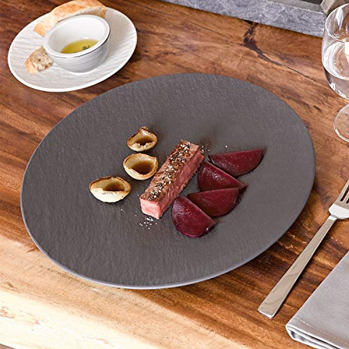 Villeroy & Boch Manufacture Rock Pizza/Buffet Plate, 12.5 in, Black/Gray