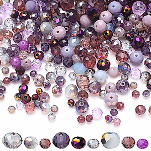 KINGSHINE 1000pcs 4/6/8mm Purple Color Briolette Crystal Glass Beads for Jewelry Making Supply,Round Rondelle Faceted Spacer Beads,Crystal Beads for Bracelets Necklaces DIY Crafts