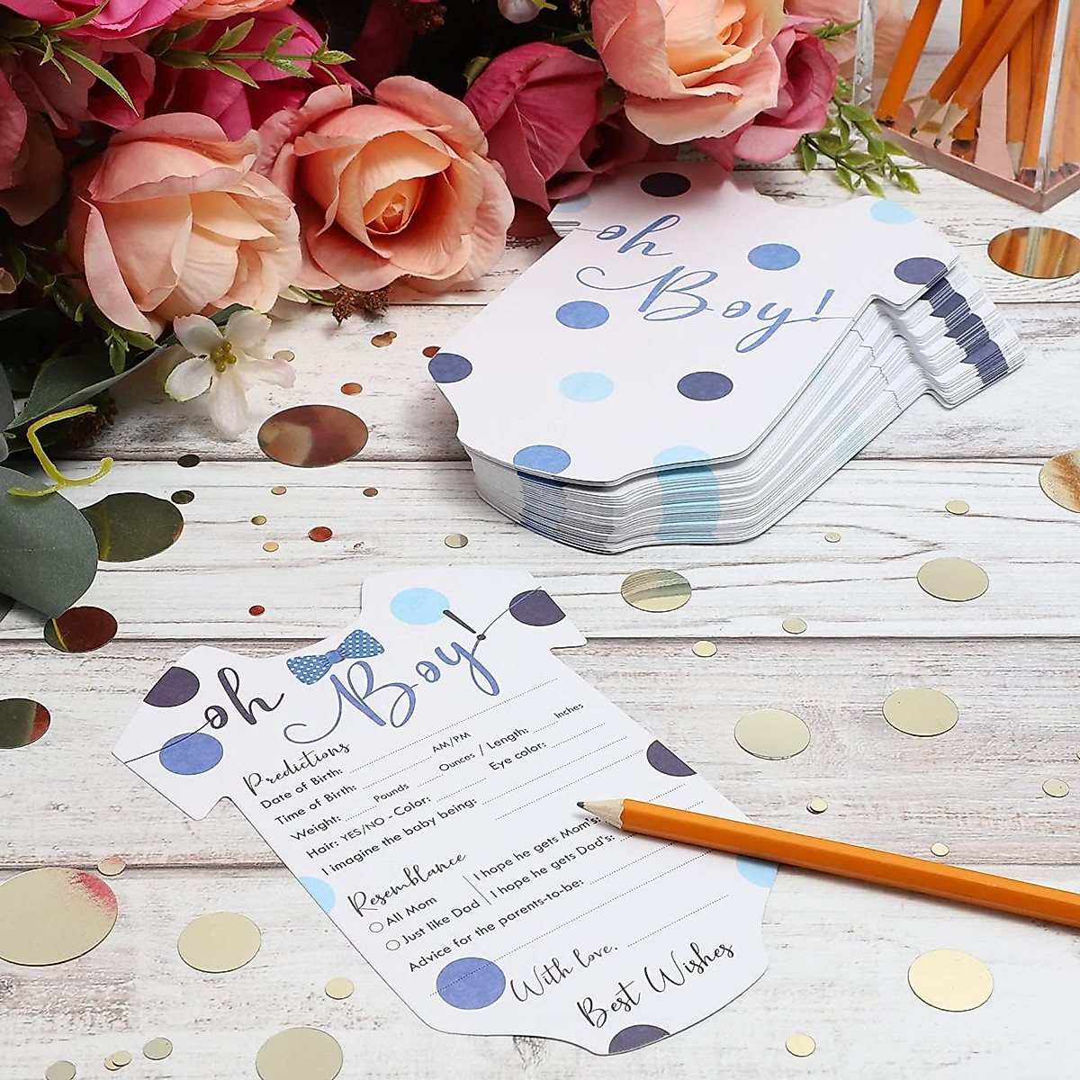 Sparkle and Bash Baby Shower Predictions and Advice Cards, (5 x 7 In, 50-Pack)