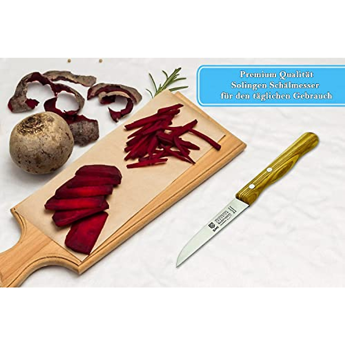 SMI - Paring Knife Olive Wood Handle Fruit Knife Solingen Knife - Made in Germany - Not Dishwasher Safe