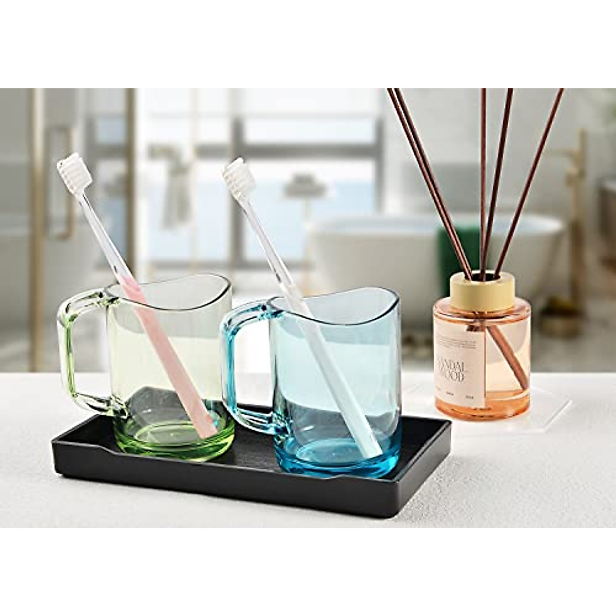 VCREATC Small Black Mini Tray (8 inch x 4 inch) for Kitchen Counter, Bathroom for Vanity Items, Coffee Accessory, Bar, Serving Seasoning, Salt and Pepper, Soap, Perfume or Display Use.