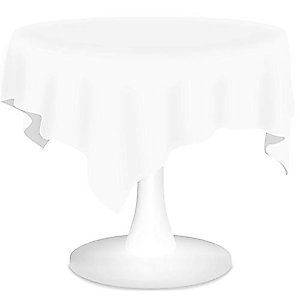 White Plastic Tablecloths 3 Pack Disposable Table Covers 84 Inch Circle Shower Party Tablecovers PEVA Vinyl Table Cloths for Round Tables up to 6 ft and Picnic BBQ Birthday Wedding Catering Banquet