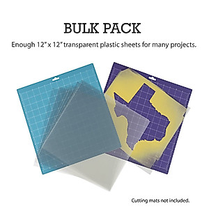 Samsill 50 Pack 12" x 12" .007" Clear Craft Plastic Sheets Compatible with Cricut, Stencils, Cards, Journals, Crafts, 3D Embellishments, Clear Craft Plastic,Acetate