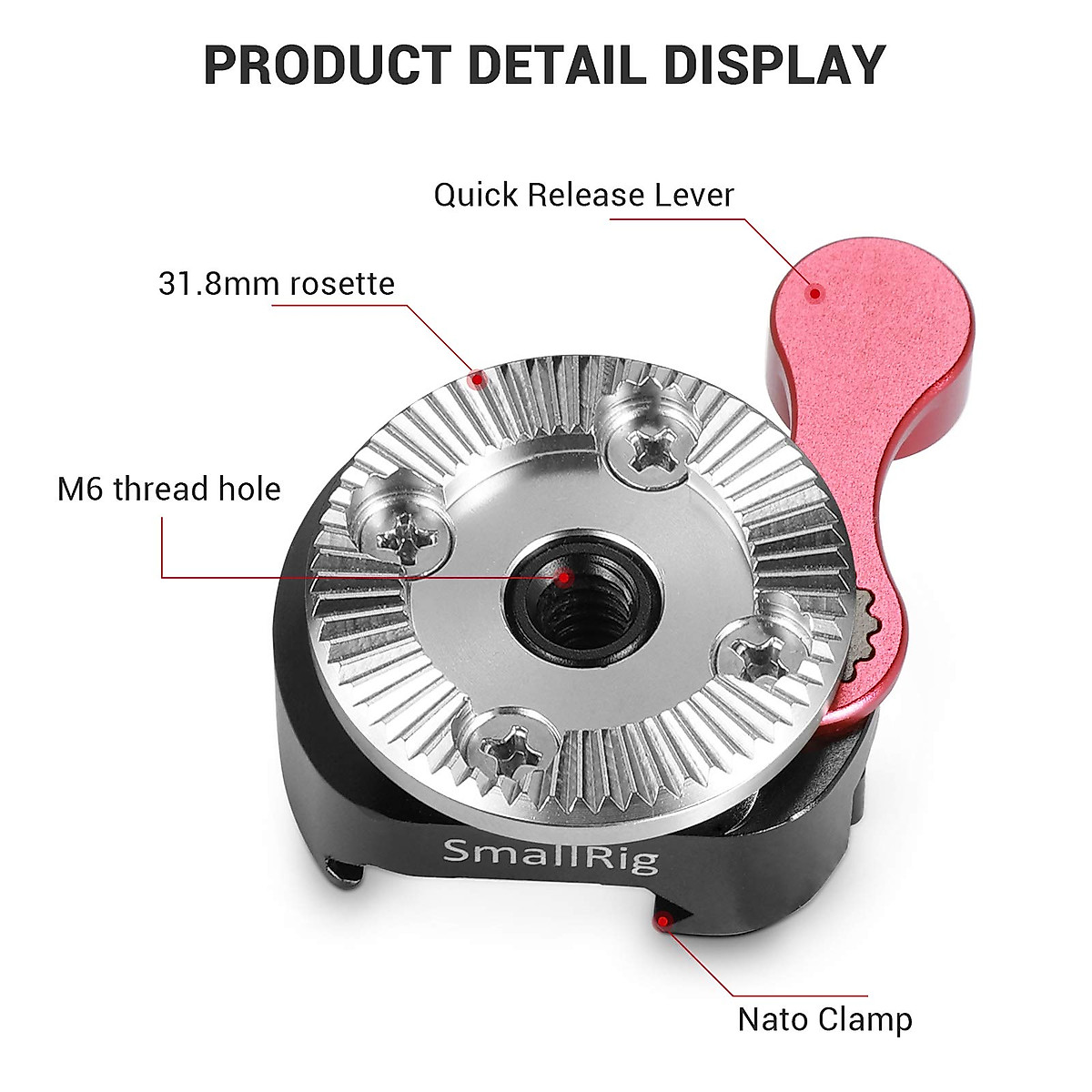 SmallRig Quick Release Rosette Mount, Rosette to NATO Clamp Adapter for Rosette Handle Grip for Arri Standard, DIY Camera Rig - 2046