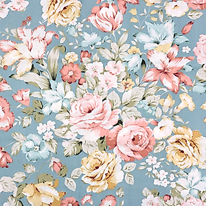 Hanjunzhao Vintage Floral Print Fabric by The Yard, Precuts Cotton Fabric 39 by 63 inches for Quilting, Sewing, Crafts, Home Décor (Green)