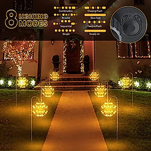 Hiboom Globe Pathway Sphere Ball Light, 3 Sphere Ball 8 Modes 180 Fairy LED Plug in Walkway Light Ball, IP68 Waterproof Light, Christmas Sphere Ball Light for Patio Yard Sideway Path Driveway Garden