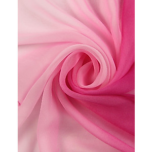 PANTONIGHT Oblong Pink Ombre Chiffon Scarf Pink Gradient Lightweight Scarf for Women 701
