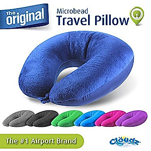 Cloudz Microbead Travel Neck Pillow,Polyester & Polyester Blend - Blue