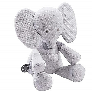 Nattou Cuddly Plush Toy Tembo The Elephant - Promotes Motor Skills, Easy Care, Extra-Soft Material, Machine Washable - Grey, 11 inches