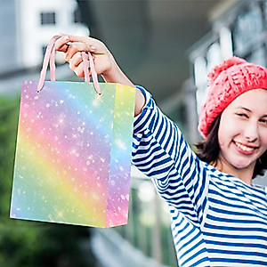 La Comme Medium Size Gift Bags-Colorful paper Bag with Tissue Paper with Handles Bulk for Christmas,Wedding,Baby Shower,Birthday,Thanksgiving,Graduations,Mothers Day,Fathers Day,Parties,Party Favor Decor,Birthdays,Graduations,pack of 4 -9"X7"X4" reusable