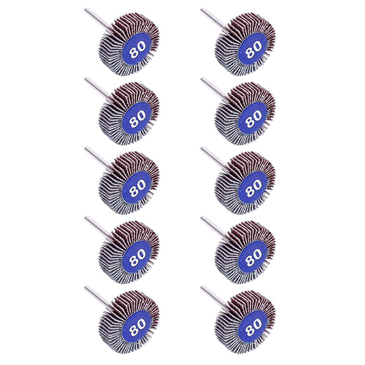 AUTOTOOLHOME 10 Pack Abrasive Flap Wheel Sander 80 Grit 1/8 inch Shank for Drill Grinding Polishing Sanding Wheels Rotary Tool