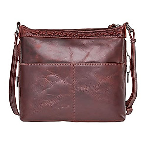 Lady Conceal Concealed Carry Faith Distressed Leather Crossbody (Dark Mahogany)
