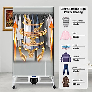 Electric Clothes Dryer with Remote Control and Timer, 1300W Large Capacity 2-Tier Heated Clothes Airer with Cover, Indoor Foldable Electric Clothes Airer Drying Rack, Overheat Protection,Blue