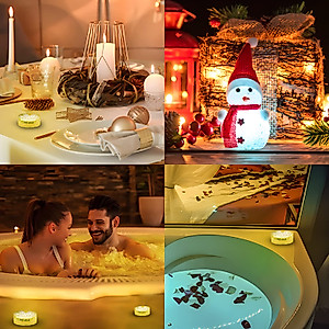 Sylawnlife Submersible Lights, LED Submersible Lights with Remote IP68 Waterproof Battery Operated Above Ground Pool Lights for Vase, Bucket, Pumpkin, Christmas