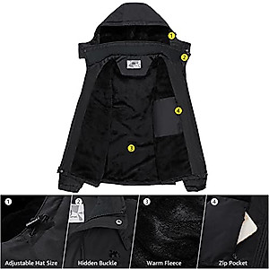 GOLDEN CAMEL Men's Winter Ski Jacket Mountain Snow Coats Waterproof Detachable Hood Windproof Fleece Rain Jackets