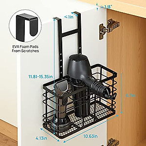 Wetheny Hair Tool Organizer - Hair Dryer Holder 5 Adjustable Height,Bathroom Organizer Cabinet Door/Wall Mounted for Hair Dryer,Curling Iron,Hair Straightener,Brush（White）