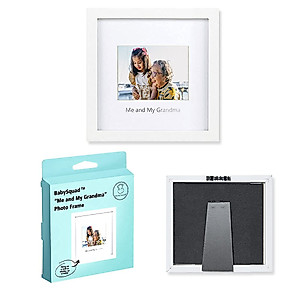BabySquad Me and My Grandma Photo Frame, 7 x 7 (INCHES), Sawtooth Hanger + Kickstand, Grandma Gifts, Handcrafted White Wooden Photo Frame, Keepsake Gift
