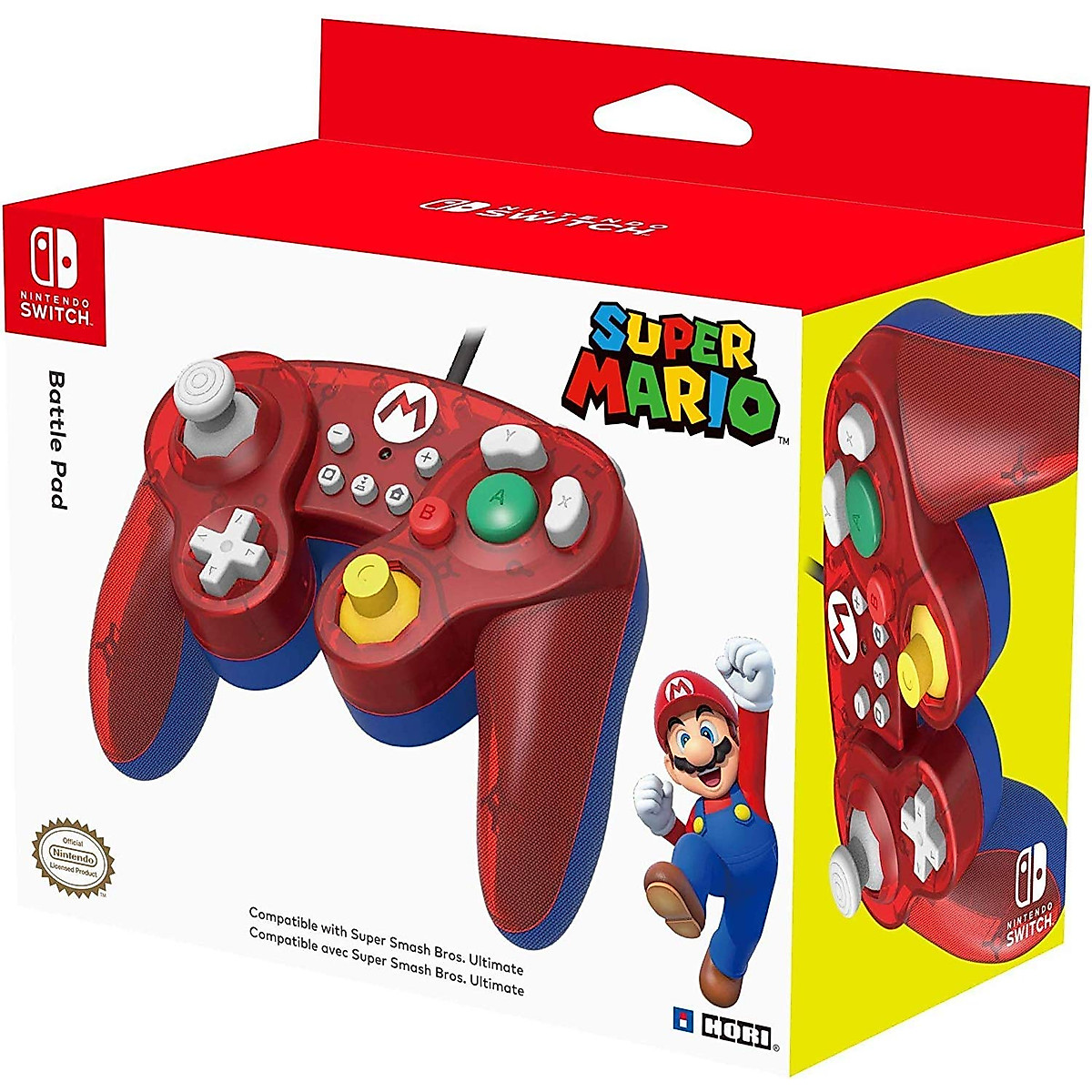HORI Nintendo Switch Battle Pad (Mario) GameCube Style Controller - Nintendo Switch