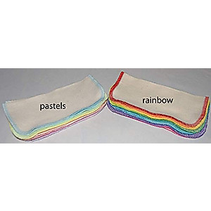 2 Ply Organic Flannel Washable Baby Wipes 8 x 8 Inches Set of 10 Rainbow Assortment