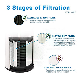 Flintar LV-H133 H13 True HEPA Replacement Filter, Compatible with LEVOIT LV-H133 MetaAir Tower Air Purifier, Made in TAIWAN, H13 Grade True HEPA, Part Number LV-H133-RF, 1-Pack