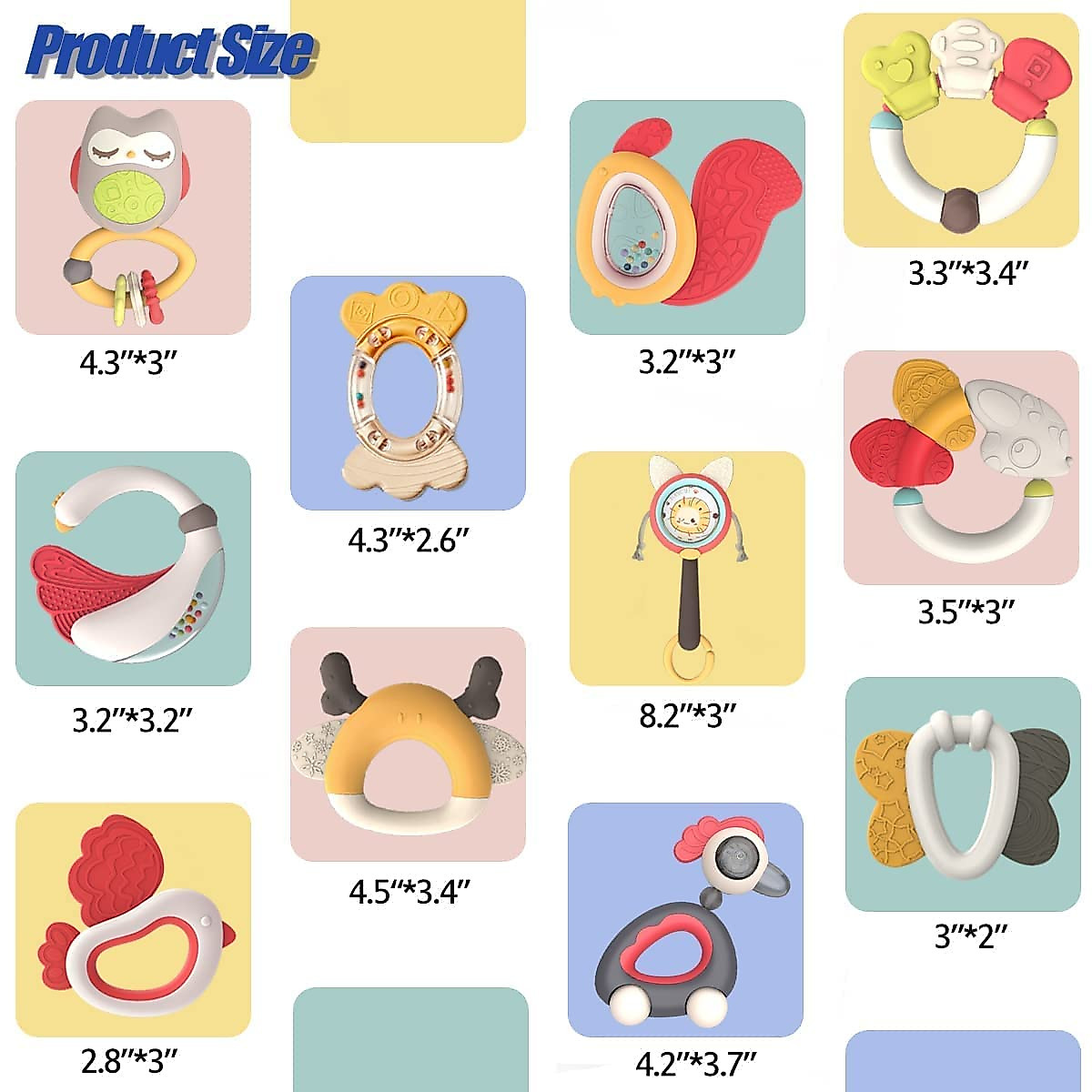 LAFALA Baby Toys 3-6 Months Baby Rattle Set Teething Toys for Babies 0-6 Months 11 PCS 4 Month Old Toys for Babies Teether Baby Essentials with Storage Box Infant Toys Newborn Toys Baby Girls Gifts