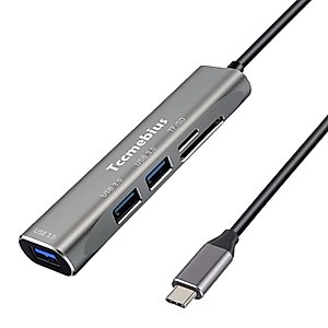 Tccmebius USB C Hub, 5 in 1 Extender Adapter with 3 USB 3.0 Ports SD/TF Card Reader, Compatible for MacBook Pro/Air, Nintendo Switch, Chromebook, Samsung, Surface Book, More Type C Devices (TCC-T325)