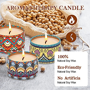 3 Pack Home Scented Candles - Strong Lavender, Bluebell & Mandarin Candle, 2.5 Oz, 100% Soy, Non-Toxic, Small Candle Set for Aromatherapy & Gifts, Prizes for Adults, Baby Shower Prizes