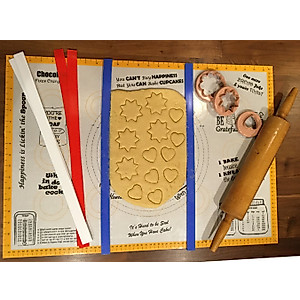 Set of 3-100% Silicone Measuring Dough Strips/Perfection Sticks/Rolling Pin Guides/Dough Guides/Pastry Ruler, Length 18 inches/3 Sizes
