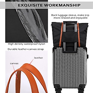 Laptop Bag Waterproof Lightweight Tote Bag for Women Nylon Briefcase Computer Work Shoulder Handbag Fits 15.6 inch Laptop with Trolley Sleeve (Pink)