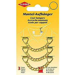 Kleiber Set of Three Sew On Metal Coat Hangers-Gold