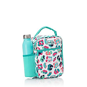 Swig Life Boxxi Lunch Box, Insulated Lunch Box for Women with Water Bottle Holder Side Pocket, Adjustable Meal Divider, Front Zipper Pocket, and Top Buckle Handle in Party Animal Print