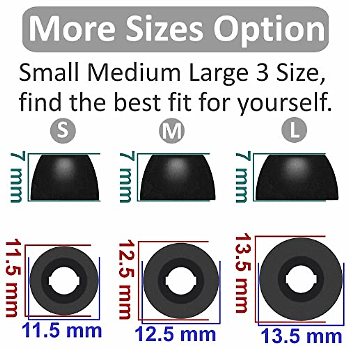 6 Pairs Memory Foam Galaxy Buds Pro Ear Tips Buds, S/M/L 3 Size Replacement Reduce Noise Fit in Case Comfortable Earbuds Compatible with Samsung Galaxy Buds Pro/Galaxy Buds 2 Pro - Black