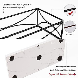 Livabber Guest Napkin Holder with Marble Base, Metal Bathroom Paper Hand Towel Storage Modern Napkin Tray Caddy for Countertop, Table Kitchen, Dinning Room (Black)