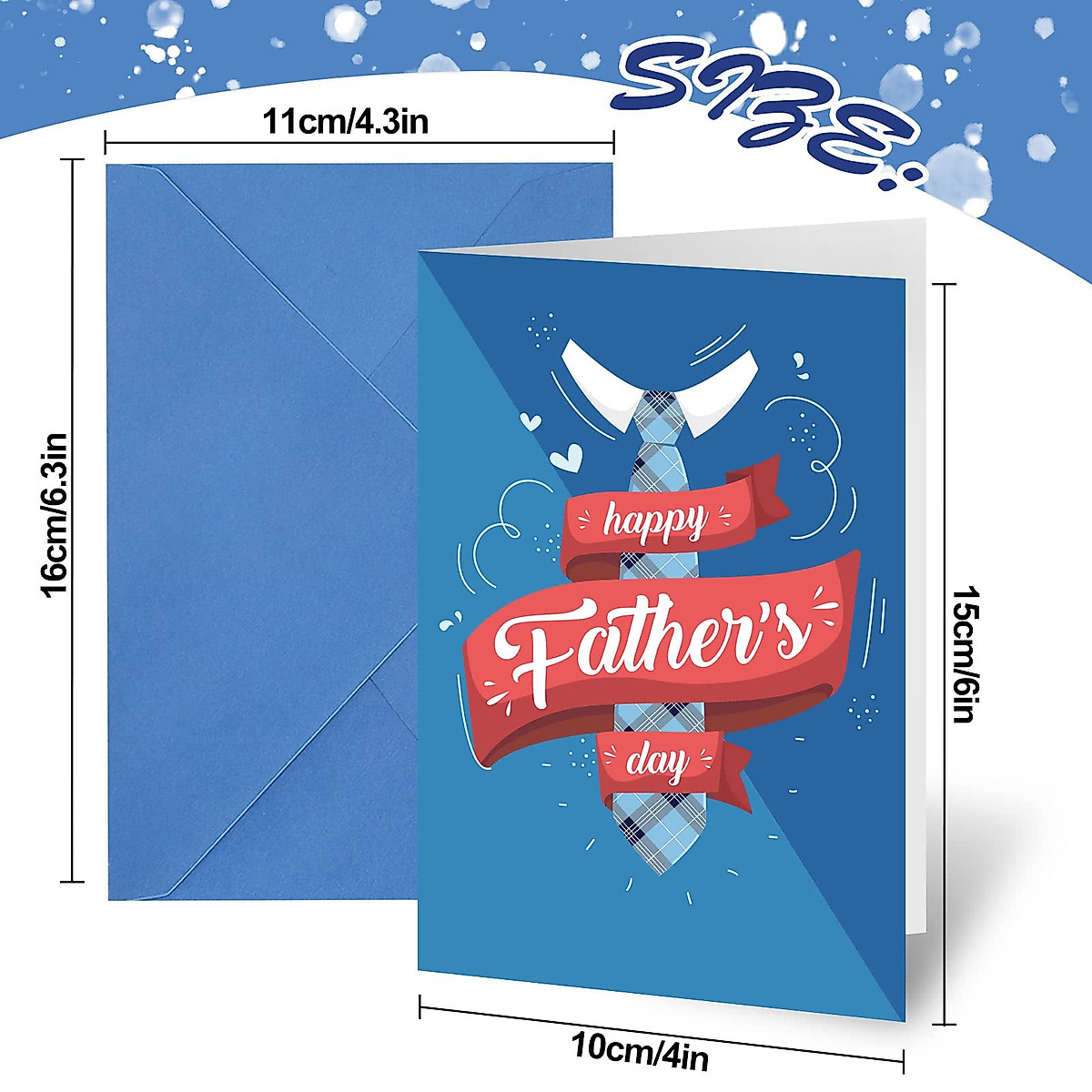 Whaline 24 Pack Father's Day Greeting Cards Happy Father's Day Note Cards with Blue Envelopes & Stickers I Love Dad Gift Blank Cards for Father's Day Birthday Party Supplies, 4 x 6 Inch, 6 Design