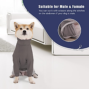 Parderry Dog Recovery Suit for Surgery Dog Onesie for Female and Male E-Collar Alternative Anti Shedding Pajamas Long Sleeve Claming Bodysuit Gray XXL