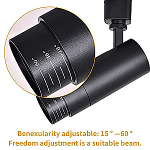 Ajbvp 5CCT LED Track Lighting Heads 12W Dimmable,Zoomable Beam15°/24°/36°/45°/60°,2700K/3000K/3500K/4000K/5000K,Single Circuit H Track Lighting Heads Ceiling Fixtures Art Lighting,Black-4Pack