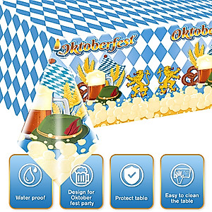 kawaarashi 4 Pieces Oktoberfest Tablecloths, Blue and White Checkered Party Table Cover for Oktoberfest Party Favors Supplies Decoration 87 x 52 Inch